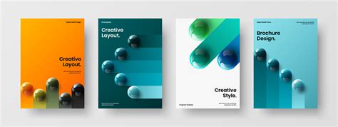 프리미엄 3d 공 핸드빌 템플릿 번들 다색 프리젠 테이션 A4 디자인 벡터 개념 조성 A4 용지에 대한 스톡 벡터 아트 및 기타