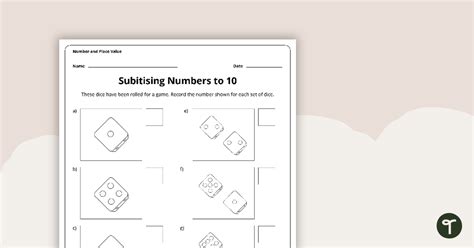 Subitising Numbers To 10 Worksheet Teach Starter