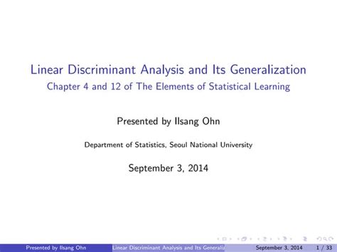 Linear Discriminant Analysis And Its Generalization Ppt