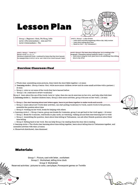 Lesson Plan For Vietnamese Class 3010 Pdf Languages Foreign