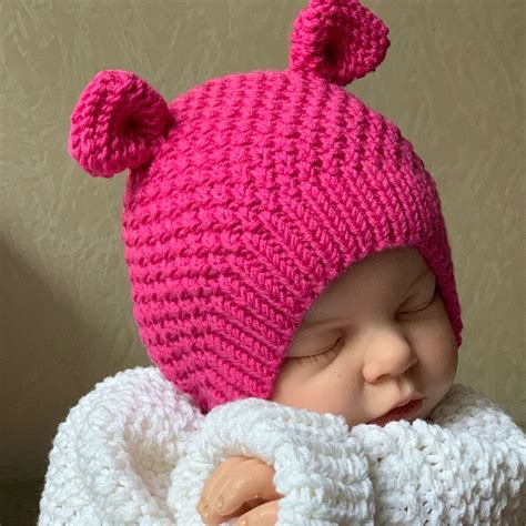 Шапка чепчик с ушками спицами 63 фото