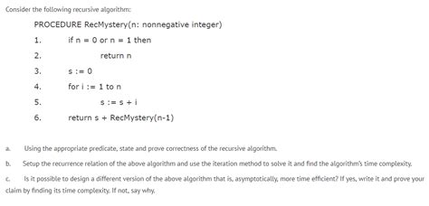 Solved Consider The Following Recursive Algorithm PROCEDURE Chegg