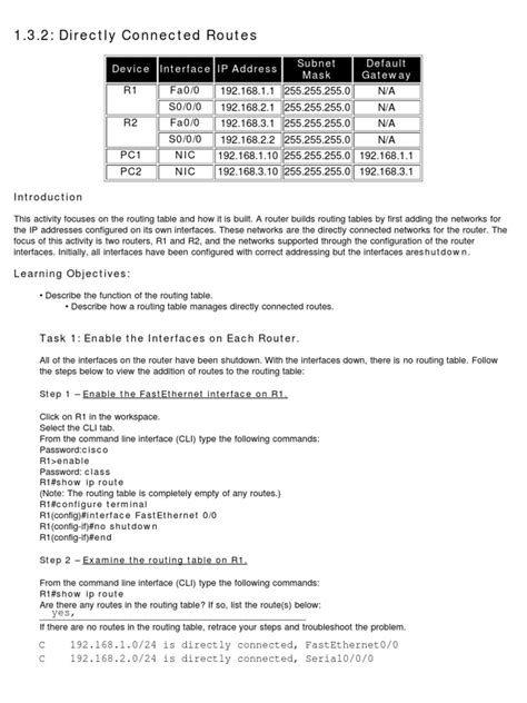 Activity 132 Pdf Router Computing Ip Address