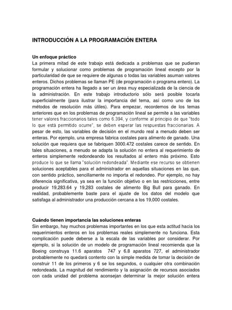 programación entera pdf programación lineal algoritmos