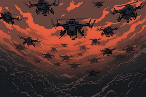Premium Photo A Drone Swarm Forming Intricate Patterns In The Sky Illustration