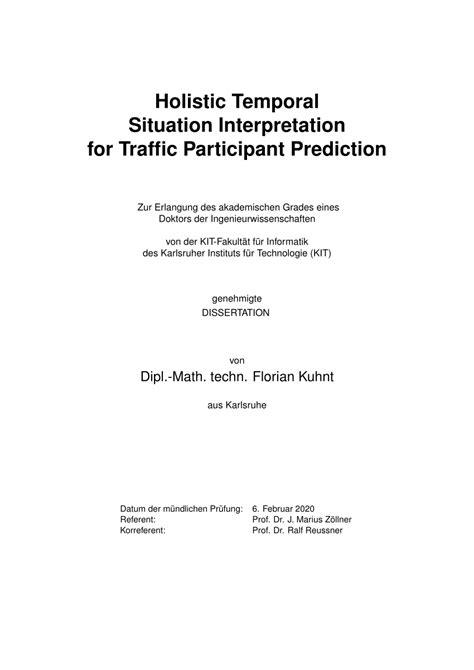 Pdf Holistic Temporal Situation Interpretation For Traffic