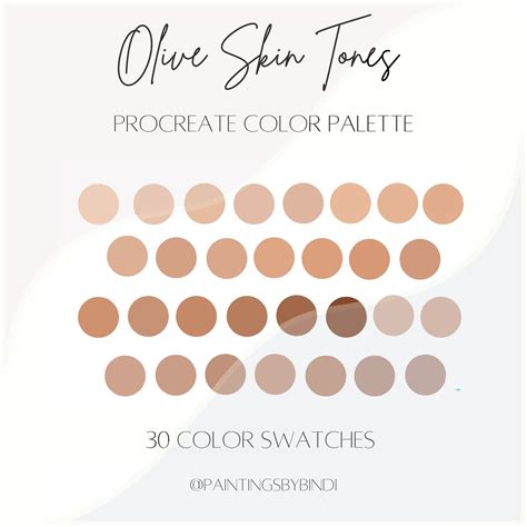 Skin Tones Procreate Palette Color Chart Photoshop Swatches IPad