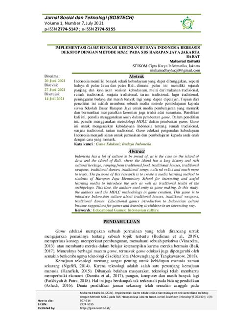 pdf implementasi game edukasi kesenian budaya indonesia berbasis