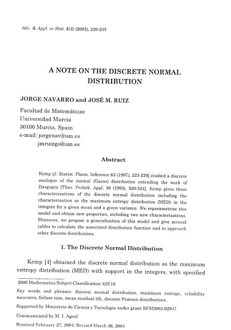Pdf A Note On The Discrete Normal Distribution