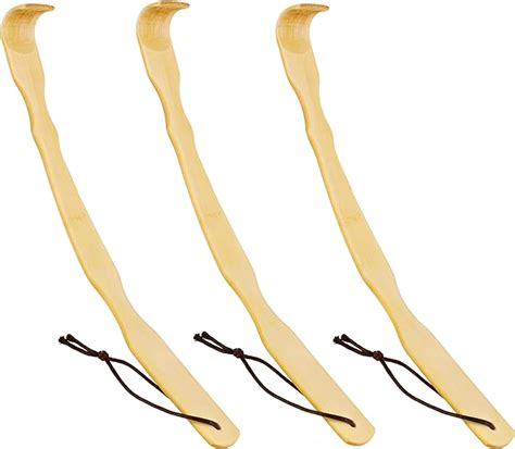 Renook Back Scratcher Bamboo Curved Long Handle 3 Pcs Wooden Back Scratchers For