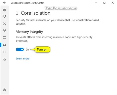 Turn On Or Off Core Isolation Memory Integrity In Windows 10 Tutorials