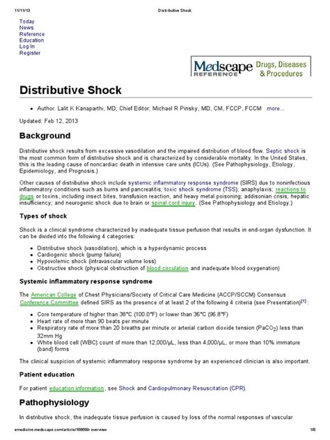 Distributive Shock Pdf Biology Health Care