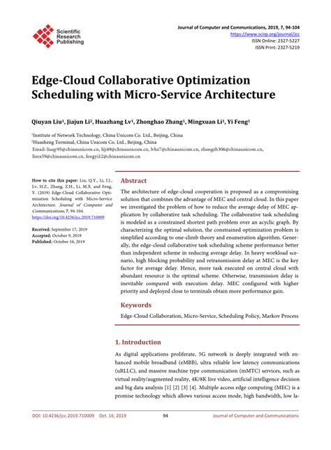 pdf edge cloud collaborative optimization scheduling with micro service architecture