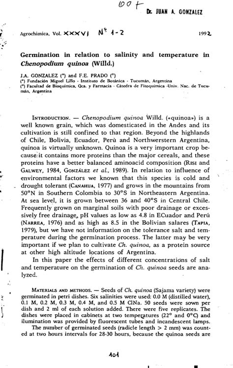 Pdf Germination In Relation To Salinity And Temperature In
