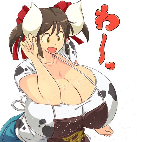 Hataraki Ari Sukimi Original 1girl Breasts Brown Hair Cleavage