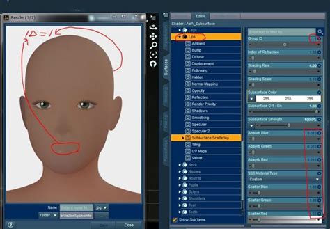 Aoa Subsurface Shader Sss Setting For Each Surface Group Which Have