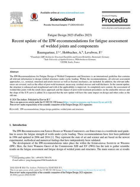 Recent Update Of The Iiw Recommendations For Fatigue Assessment Of Welded Joints And Components