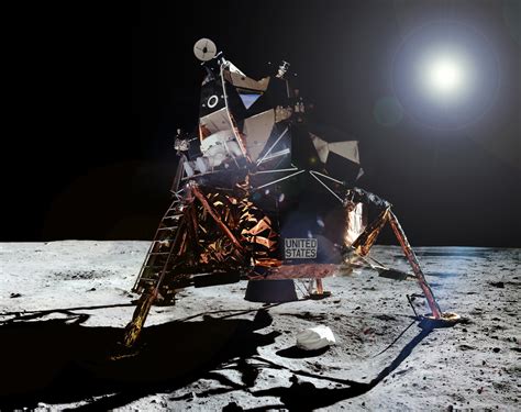 Buzz Aldrin Climbing Out Of Apollo 11 Lunar Module Eagle On To The