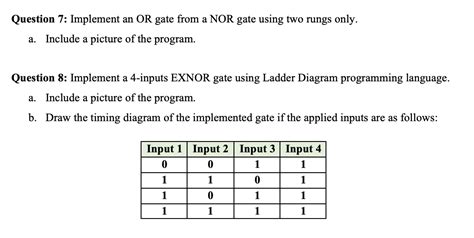 Solved Question 7 Implement An OR Gate From A NOR Gate Chegg Com