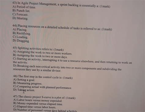 Solved In Agile Project Management A Sprint Backlog Is Chegg