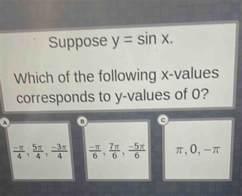 Solved Suppose Ysin X Which Of The Following X Values Corresponds