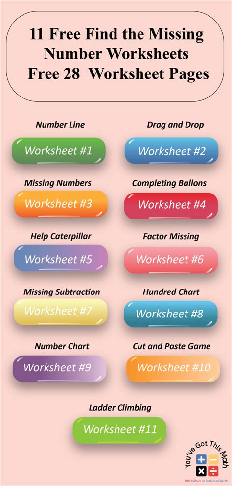 11 Free Find The Missing Number Worksheets