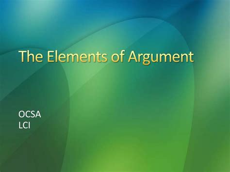 PPT The Elements Of Argument PowerPoint Presentation Free Download ID
