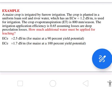 EXAMPLE A Maize Crop Is Irrigated By Furrow StudyX