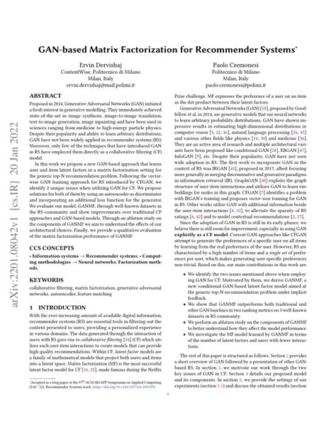 Pdf Gan Based Matrix Factorization For Recommender Systems