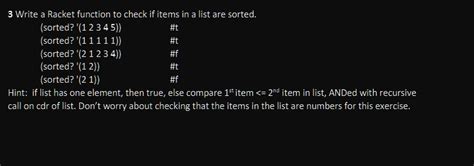 solved 3 write a racket function to check if items in a list
