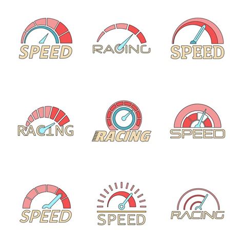 Premium Vector Speedometer Level Indicator Logo Set Outline Illustration Of 9 Speedometer