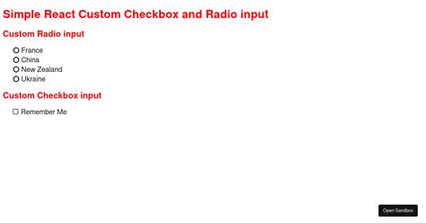 React Custom Radio Checkbox Codesandbox React Custom Radio Checkbox Codesandbox