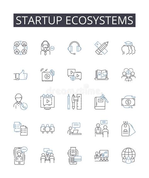 Startup Ecosystems Line Icons Collection Business Nerks Entrepreneurial Ecosystems Innovation