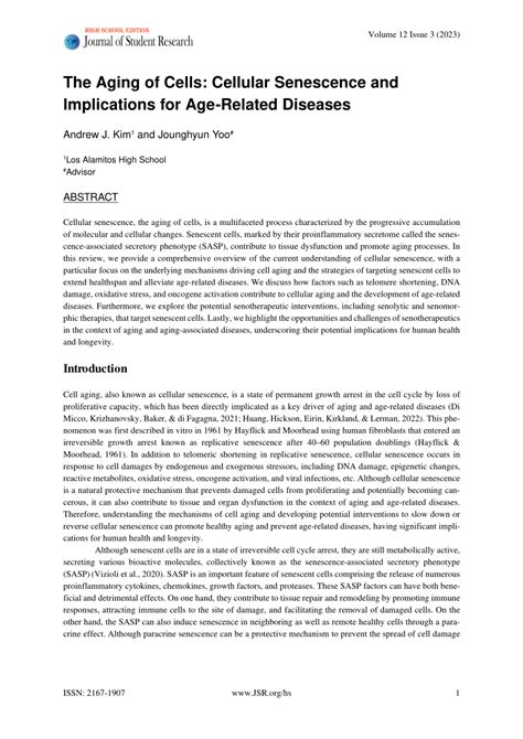 Pdf The Aging Of Cells Cellular Senescence And Implications For Age Related Diseases