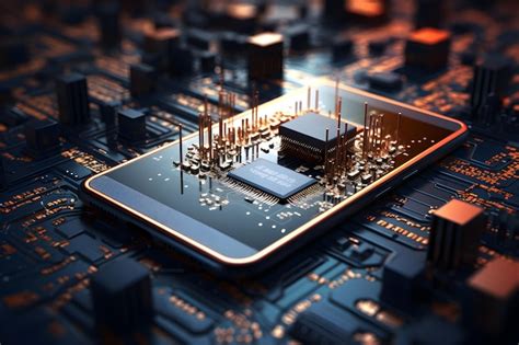 Premium Ai Image Computer Cell Phone Micro Chips Motherboard Data Ram Circuitry Processor