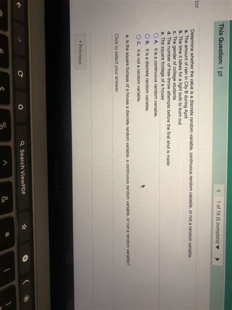 Solved Determine Whether The Value Is A Discrete Random