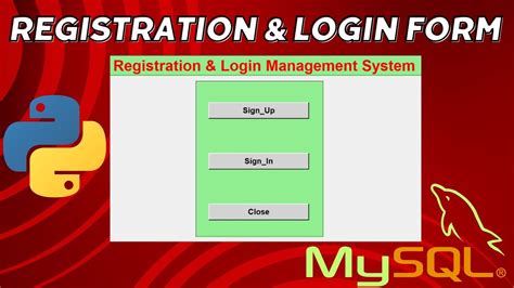 Python Projects Tkinter Gui Registration And Login With Mysql Tutorial Youtube