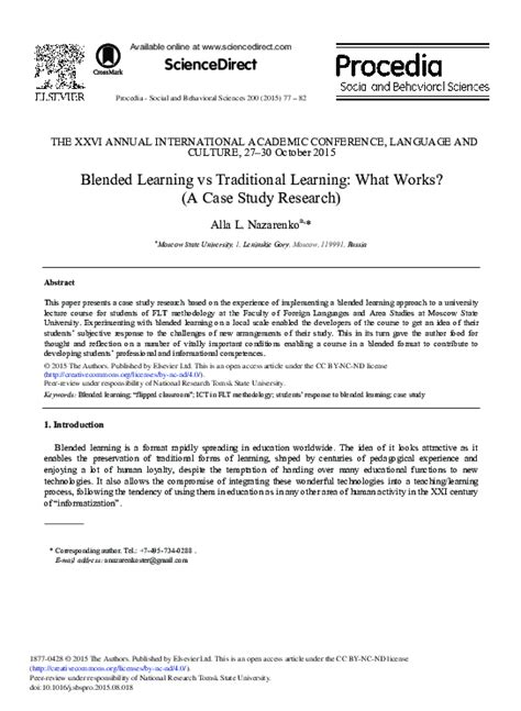 pdf blended learning vs traditional learning what works a case