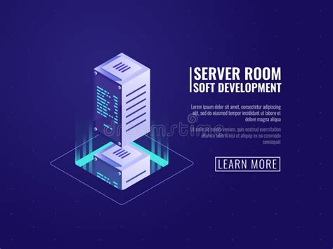 Technology Of Cloud Data Storage Server Room Rack Database And Data Center Isometric Icon
