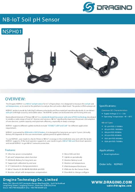 Dragino Nb Iot Soil Ph Sensor For Smart Agriculture