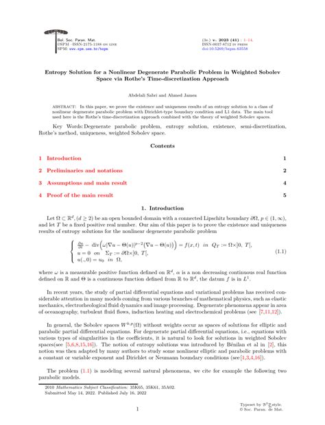 pdf entropy solution for a nonlinear degenerate parabolic problem in