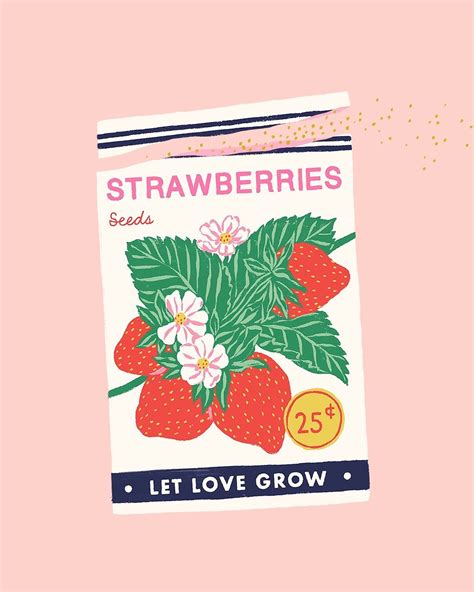 Strawberry Seed Packet Let Love Grow