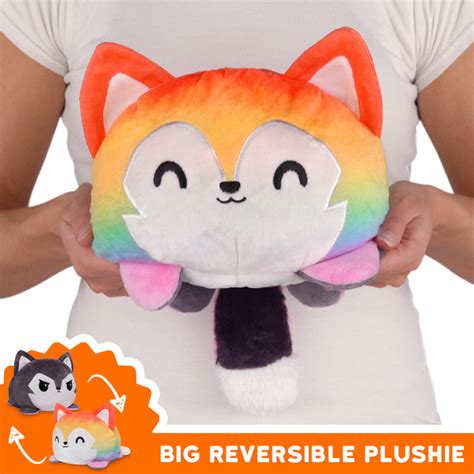 Teeturtle Big Reversible Wolf Plushie Rainbow Dark Gray