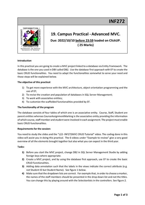 leccture 22 advanced mvc prac 2022v2 page 1 of 3 inf 19 campus practical advanced mvc due