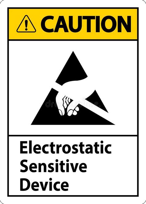 Caution Electrostatic Sensitive Device Sign On White Background Stock