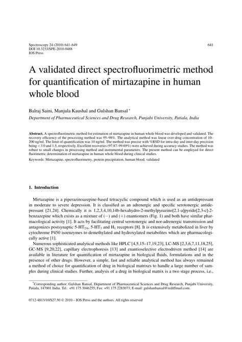 Pdf A Validated Direct Spectrofluorimetric Method For Quantification