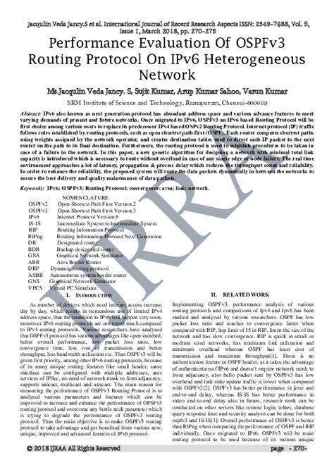 Pdf Performance Evaluation Of Ospfv3 Routing Protocol On Ipv6 Heterogeneous Network