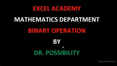 Mathematics Binary Operation Part One Youtube