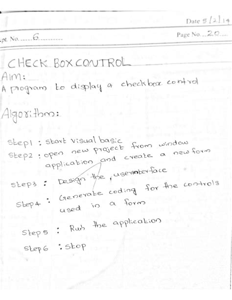 Solution Program To Display A Check Box Control Studypool