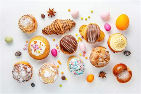 Premium Photo Easter Bakery Treats Arranged Beautifully On A White Background
